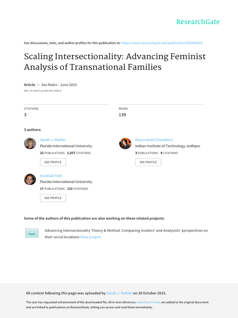Mahler Et Al Scaling Intersectionality 2015 | PDF | Intersectionality | Gender
