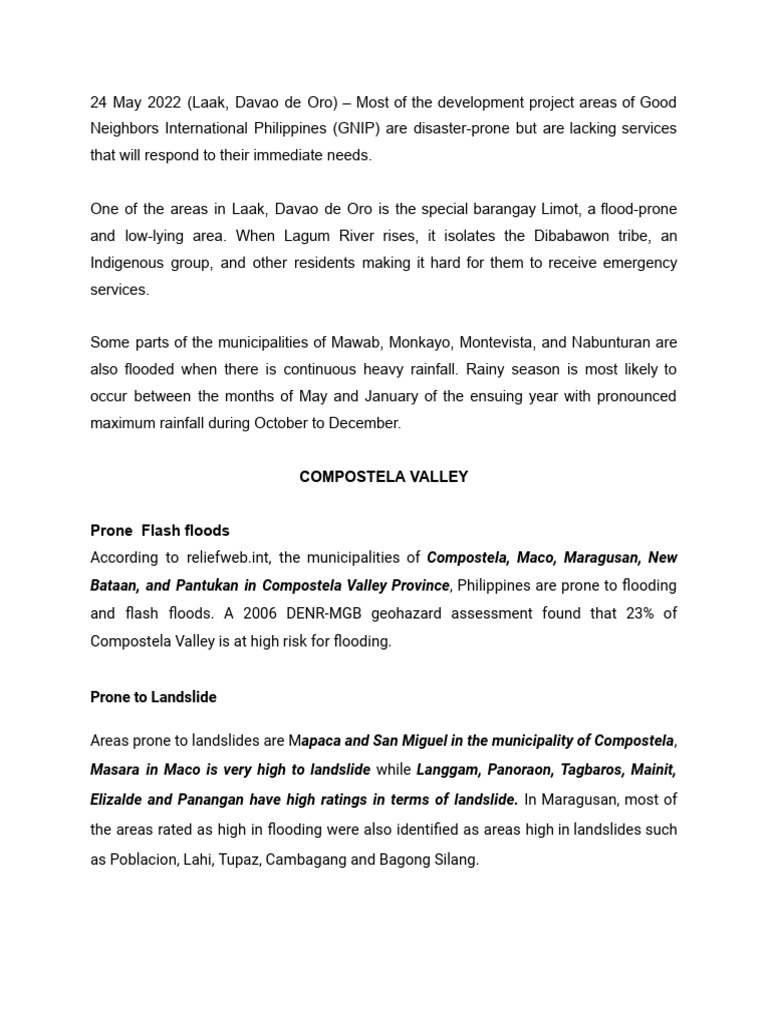 Compostela Valley | PDF | Earthquakes | Environment