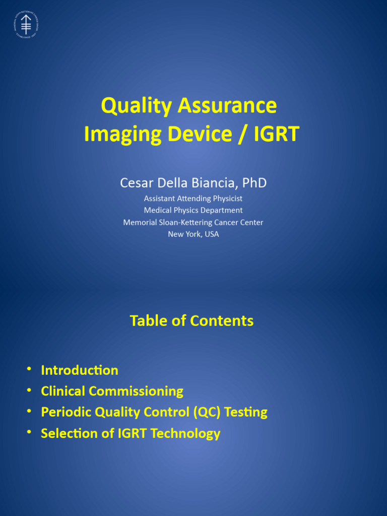 18 Quality Assurance - Imaging Device-IGRT | PDF | Radiation Therapy | Medical Physics