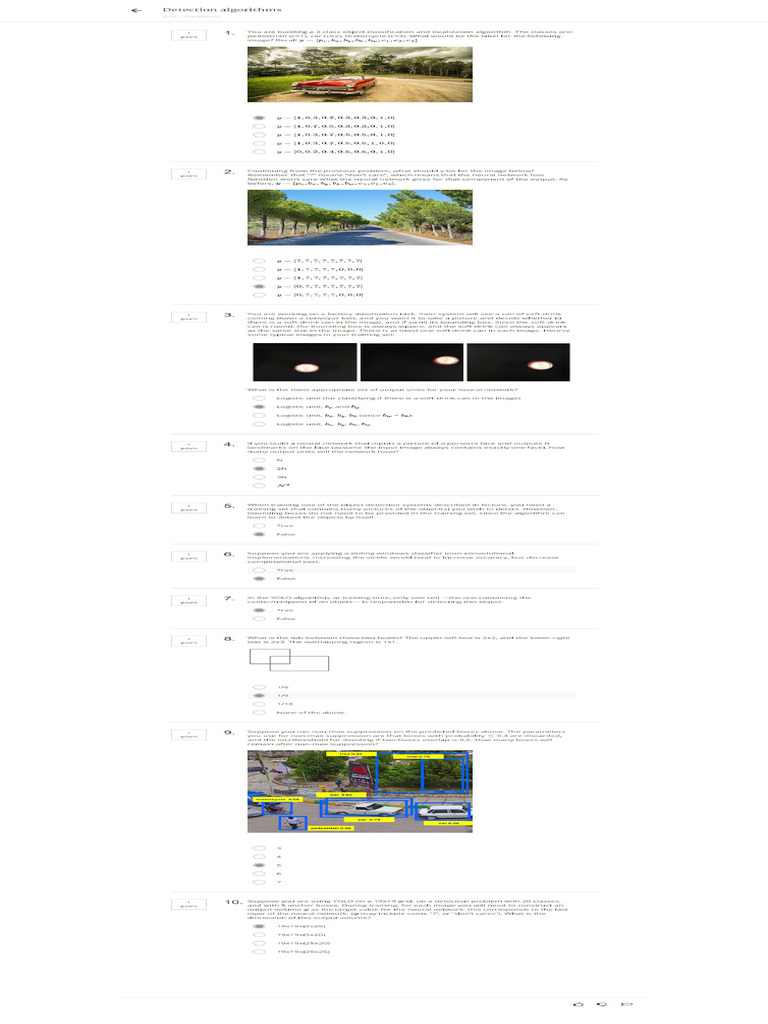 Week 3 Quiz - Detection Algorithms | PDF