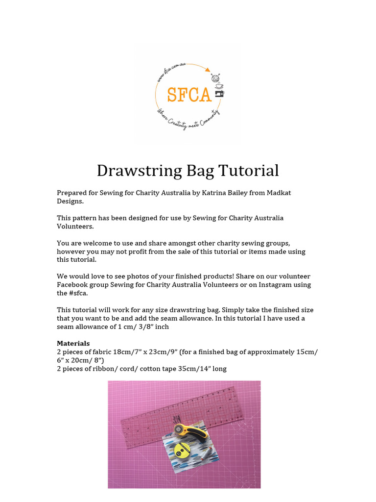 Drawstring-Bag-Tutorial | PDF | Seam (Sewing) | Textiles