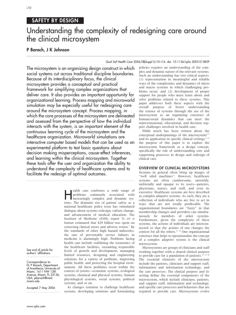 Understnading The Complexity To Redesign Clinical Microsystem | PDF ...