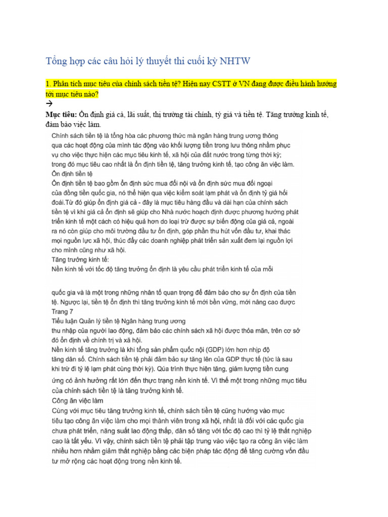 Ôn tập NHTW | PDF