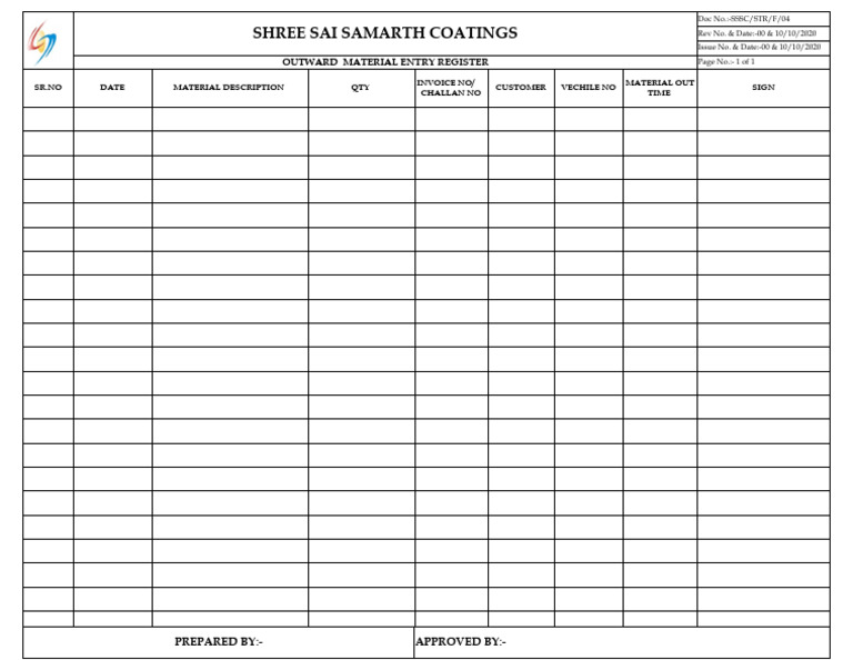 04-Outward Material Entry Register | PDF | Law | Technology & Engineering