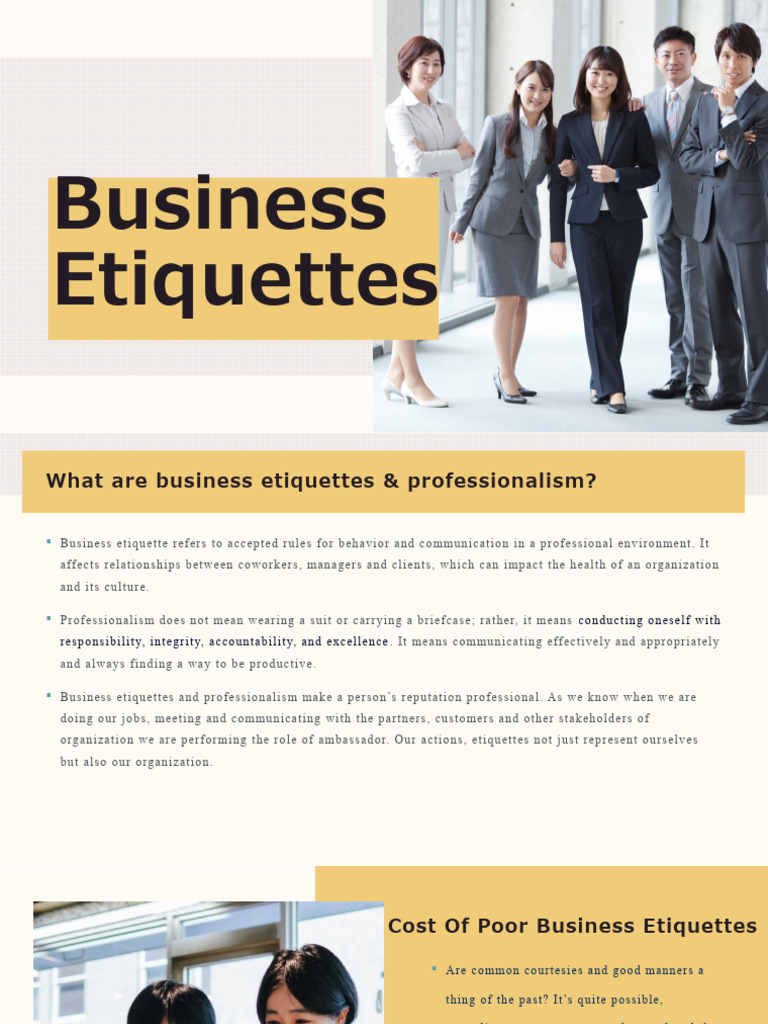 Essential Business Etiquette Guide | PDF | Social Psychology | Etiquette