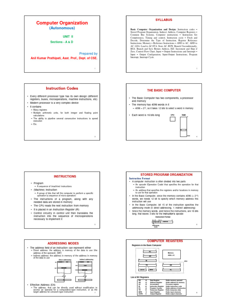 Computer Organization and Instruction Set | PDF | Central Processing ...
