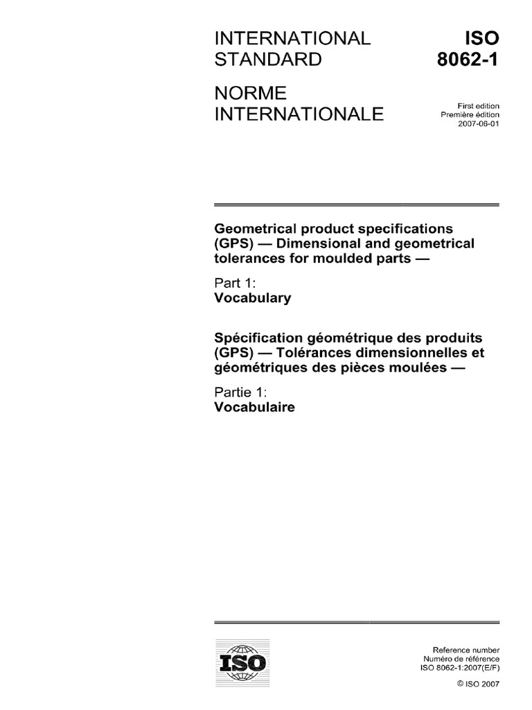 ISO 8062 1 2007 Geometrical Product Specifications GPS Dimensional | PDF
