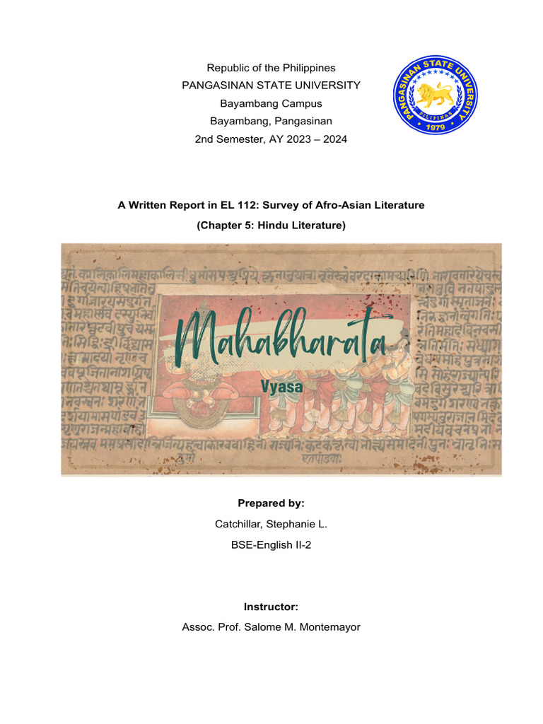 CH5 B Mahabharata Written Report 1 | PDF | Mahabharata | Vaishnava Texts