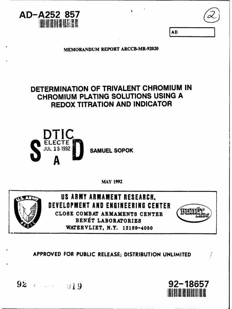 Trivalent Chromium Analysis in Plating Solutions | PDF | Titration ...