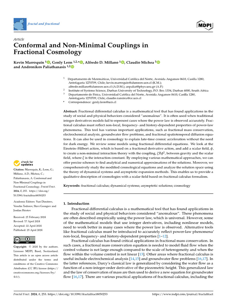 Conformal and Non-Minimal Couplings in Fractional | PDF | Stability ...