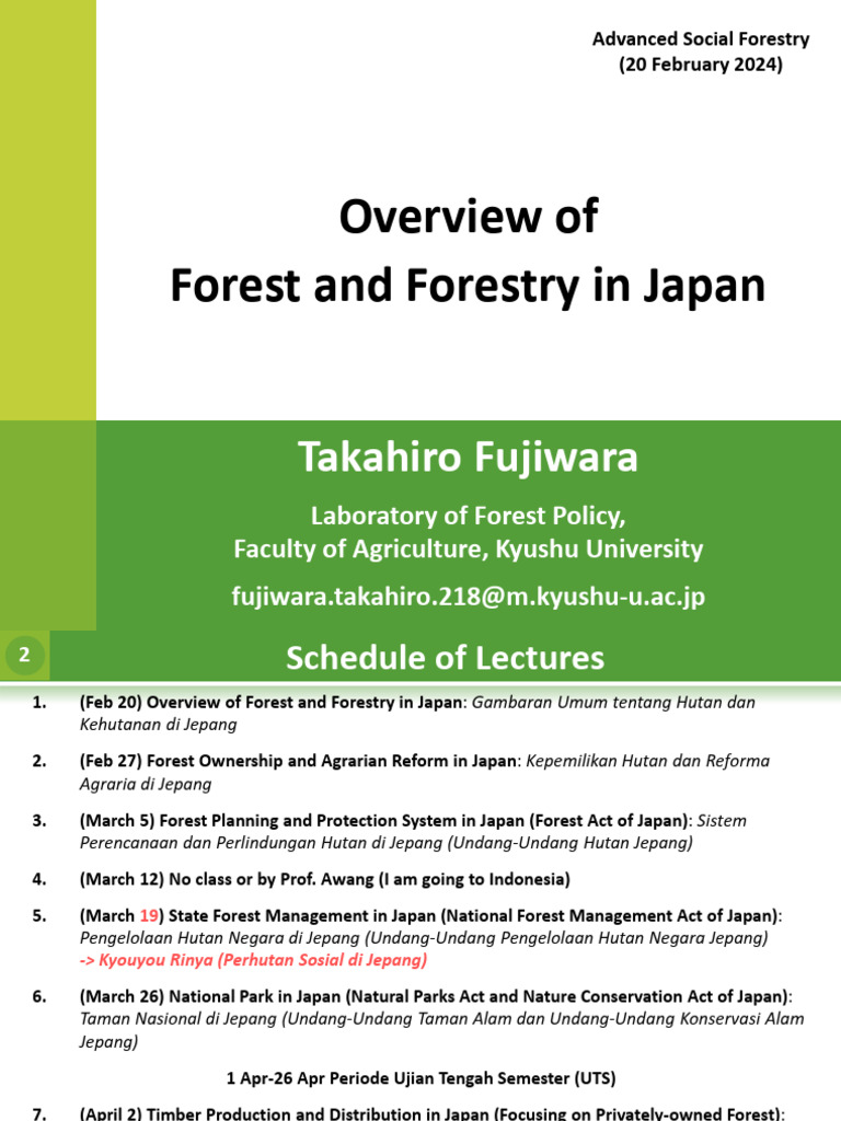 20240220kehutanan Sosial Lanjut 1 (Takahiro Fujiwara) - Handout | PDF | Forests | Forestry