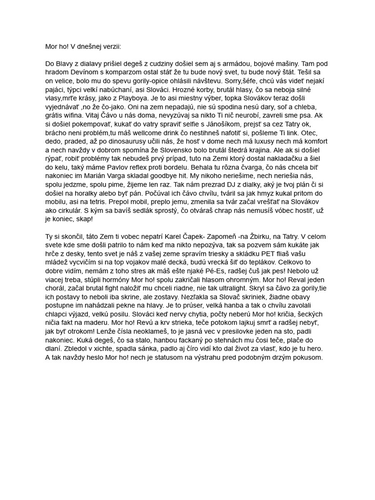 Morho V Dnešnej Verzii | PDF