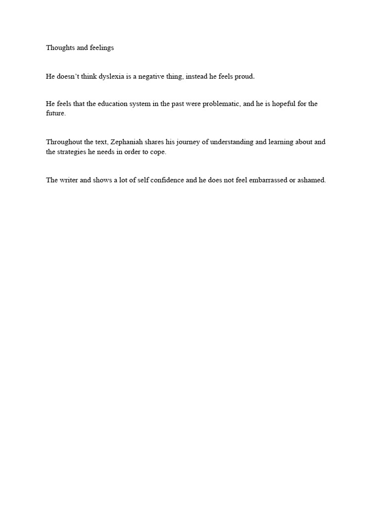 Zephaniah's Dyslexia Journey | PDF