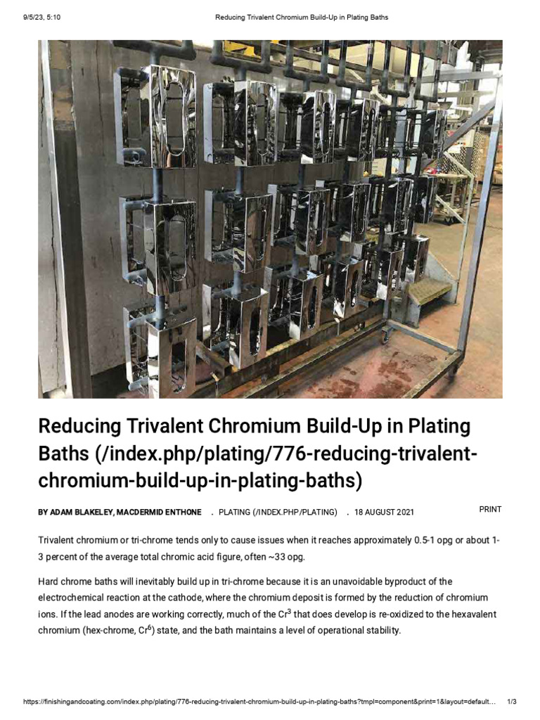Reducing Trivalent Chromium Build-Up in Plating Baths | PDF | Chromium ...