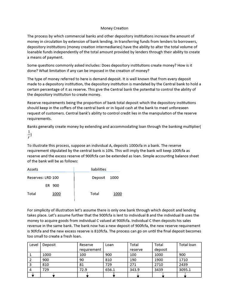Money Creation | PDF | Banks | Money Creation