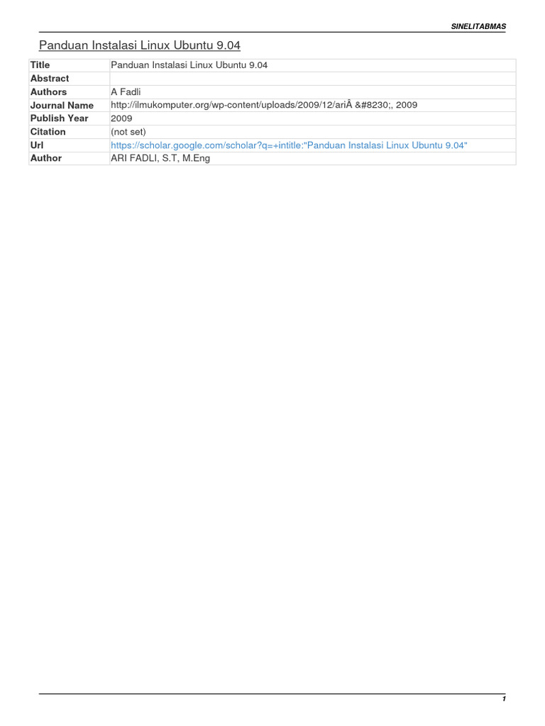 Panduan Instalasi Linux Ubuntu 9.04 | PDF | Computers