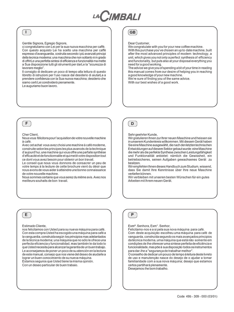 lacimbali_m32_owners_manual | PDF | Non Alcoholic Drinks | Coffee