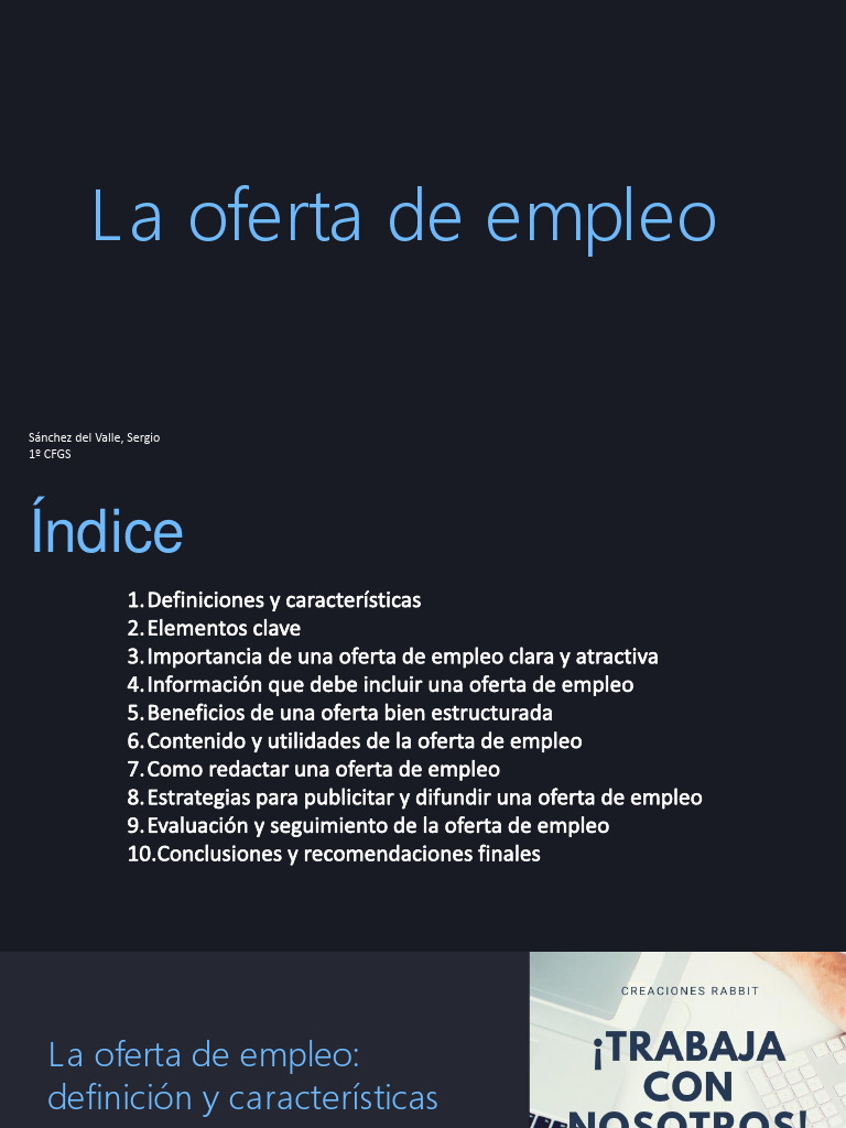 Definición y Claves de la Oferta de Empleo | PDF | Gestión de recursos ...