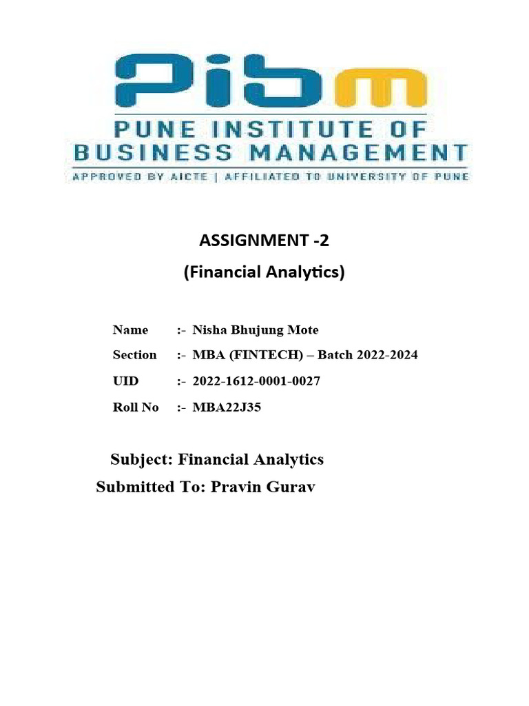 Assignment 2 (Fa) | PDF | Autoregressive Integrated Moving Average | Vector Autoregression