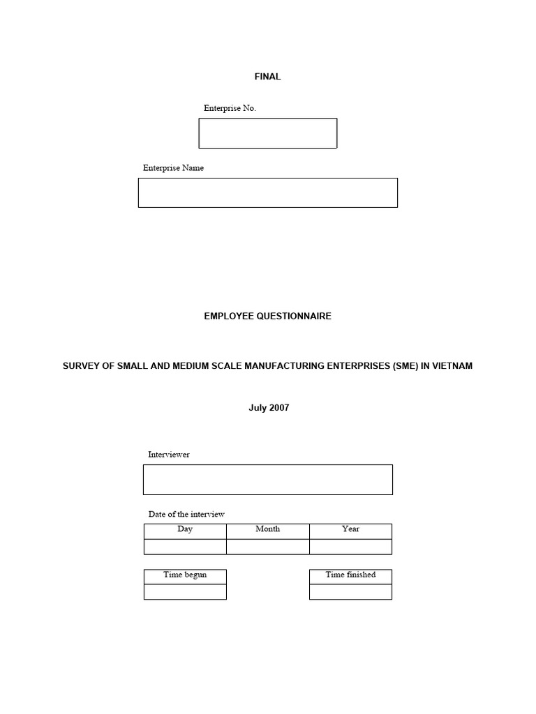 Employee Questionnaire - 2007 - Checked 15 Sep 08 | PDF | Salary ...