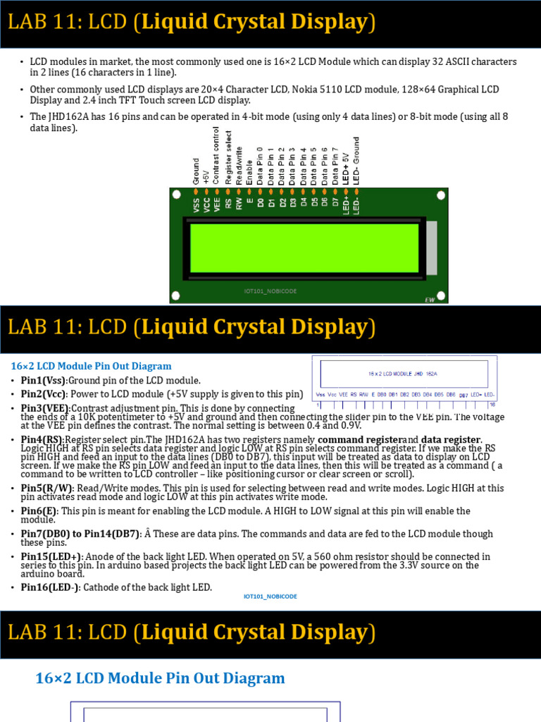 Lab 11 - Iot - Nobicode | Download Free PDF | Liquid Crystal Display | Cursor (User Interface)
