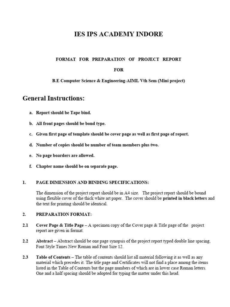 Project Report Format for B.E AIML | PDF | Computing | Computer Science