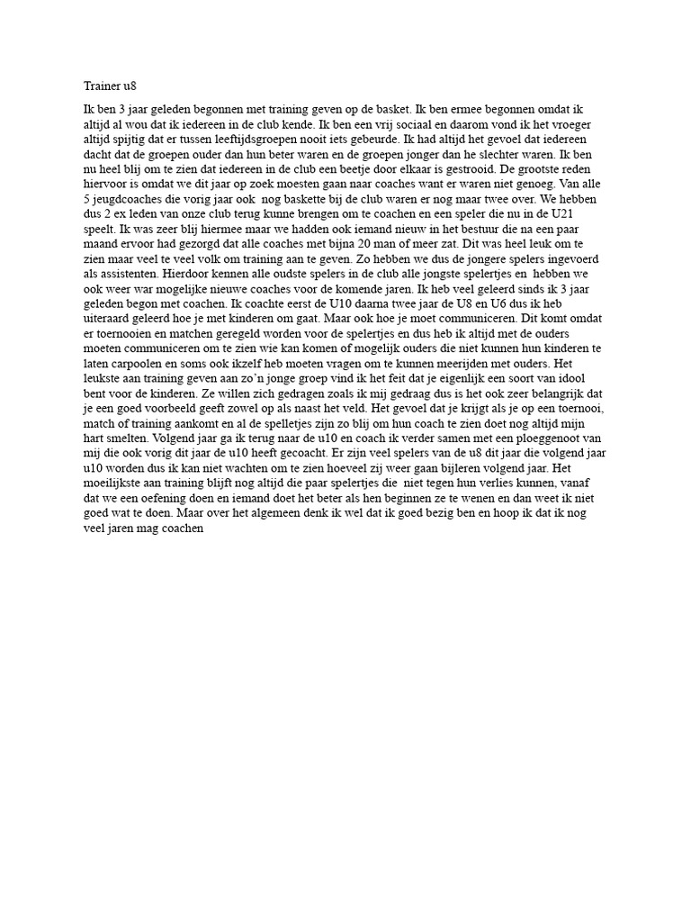 Verslag Trainer U8 | PDF