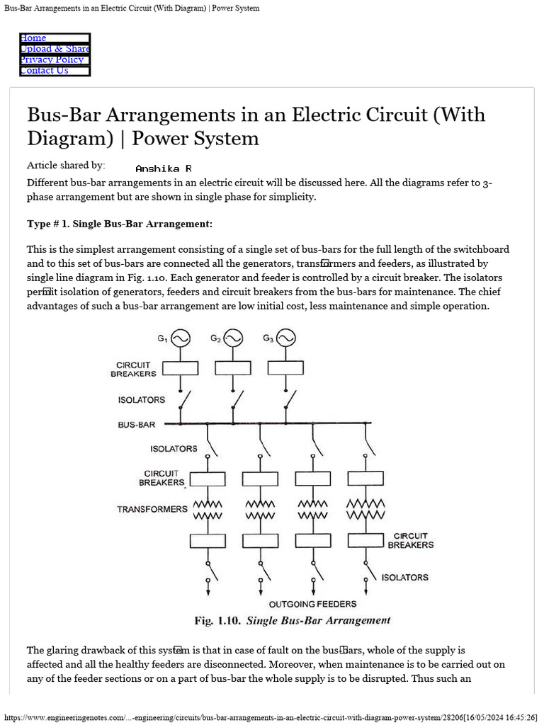 Bus-Bar Arrangements in An Electric Circuit | PDF | Electrical ...