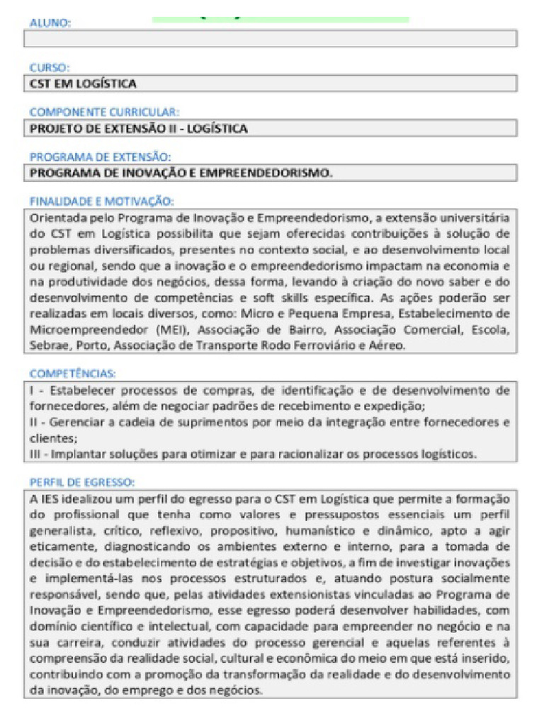 Projeto de Extensão II - Logística | PDF