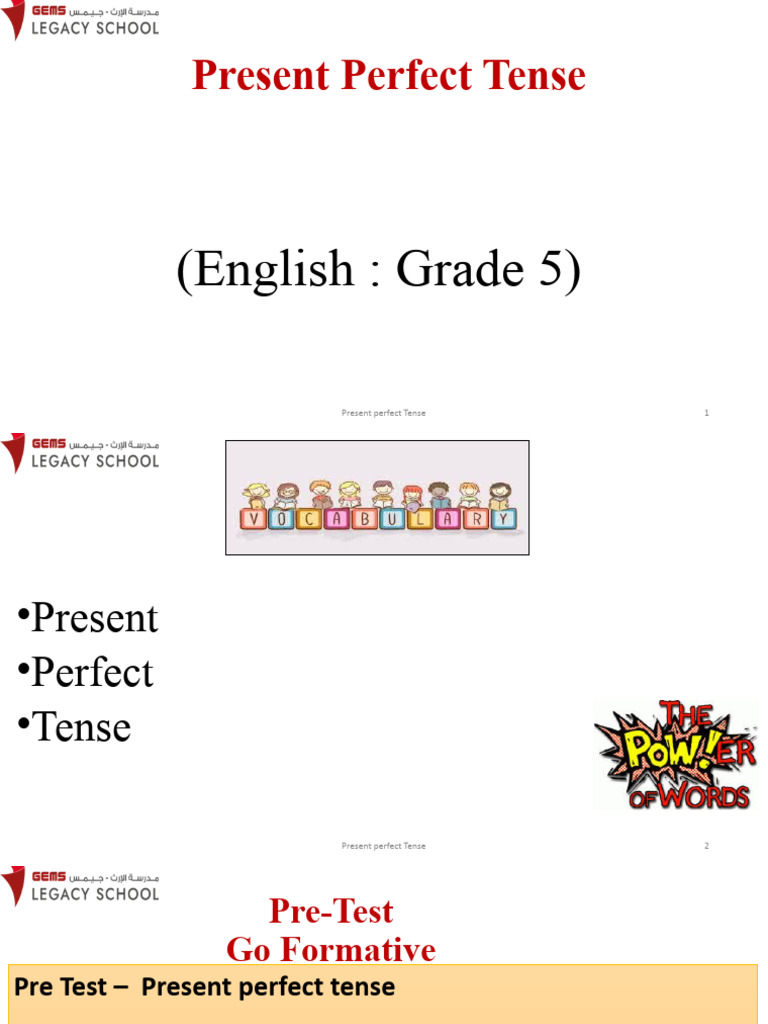 Grade 5: Mastering Present Perfect | PDF | Grammatical Tense | Perfect ...