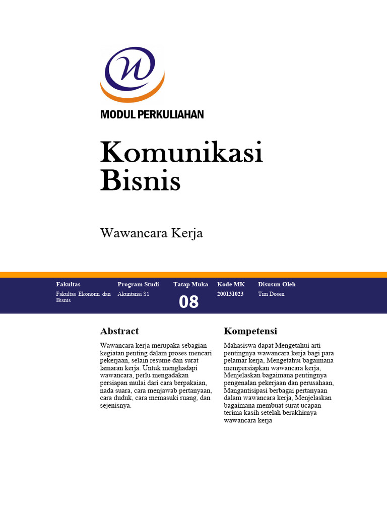 Modul 08 Wawancara Kerja | PDF | Karier & Perkembangan | Bisnis