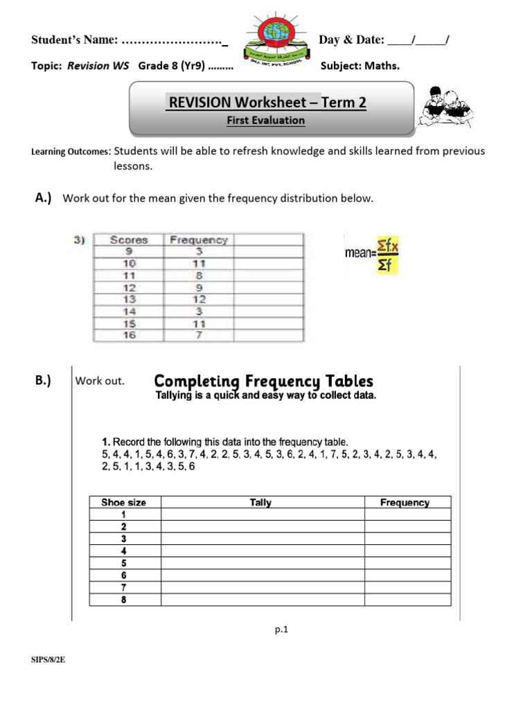 Revision WS First Eval Term2 | PDF | Teaching Methods & Materials