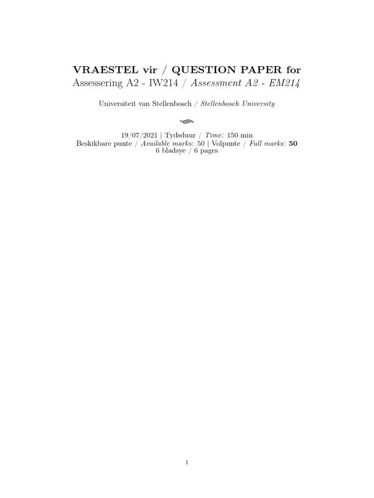 A 2 Vra Estel Question Paper | PDF | Eigenvalues And Eigenvectors | Mathematical Objects