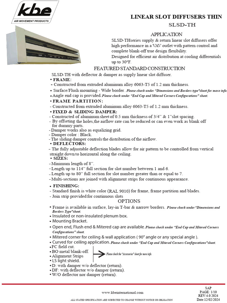 Application SLSD-TH: Linear Slot Diffusers Thin | PDF | Building ...