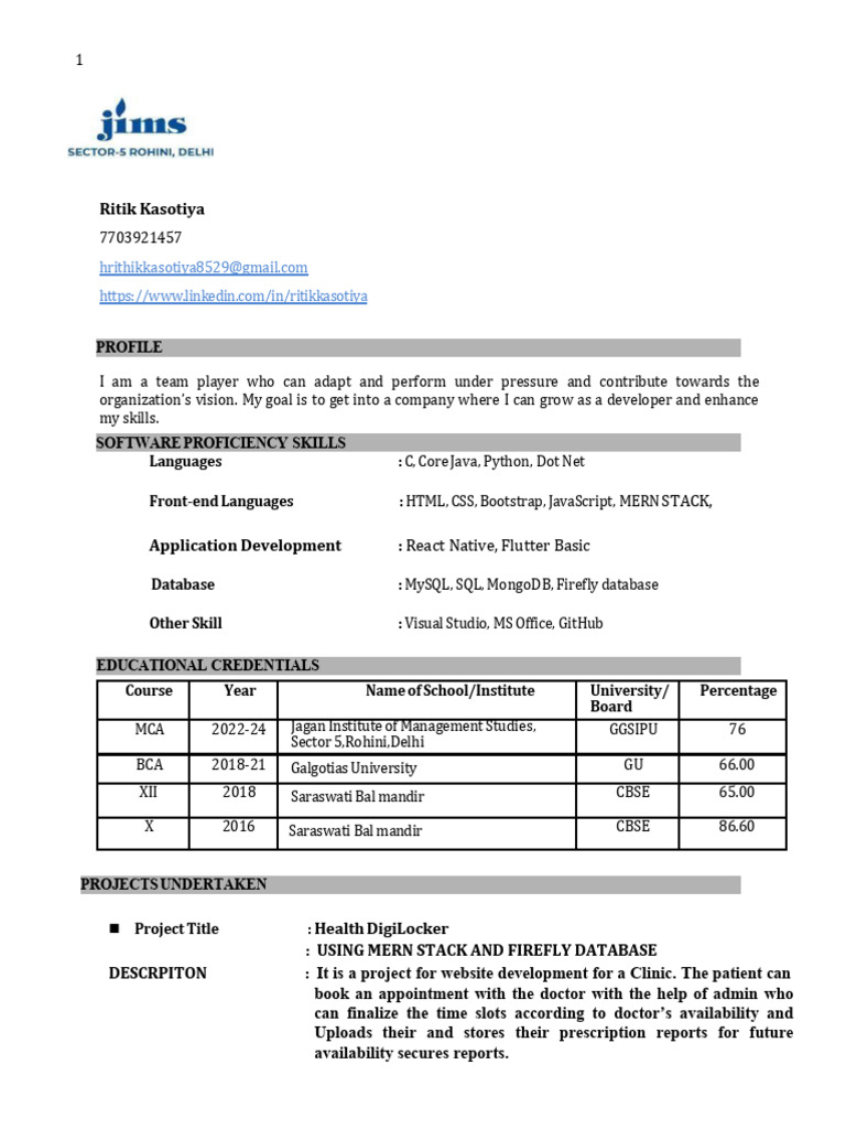 Ritik Kasotiya Resume-New-Final-2 Removed | PDF | Web Development | Application Software