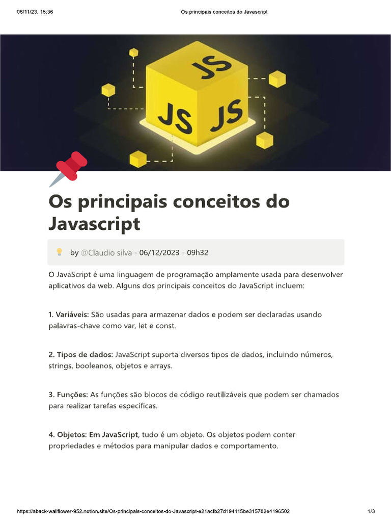 Principais Conceitos No Javascript | PDF