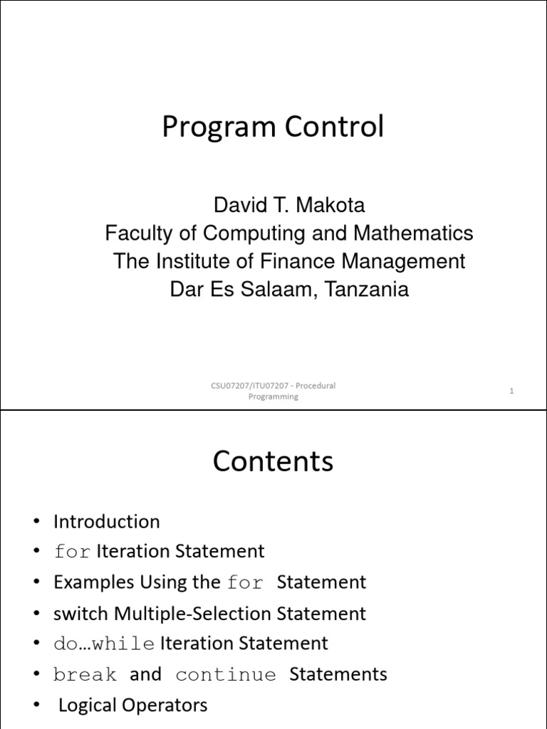 5 Prog CTRL Slides | PDF | Boolean Data Type | Control Flow