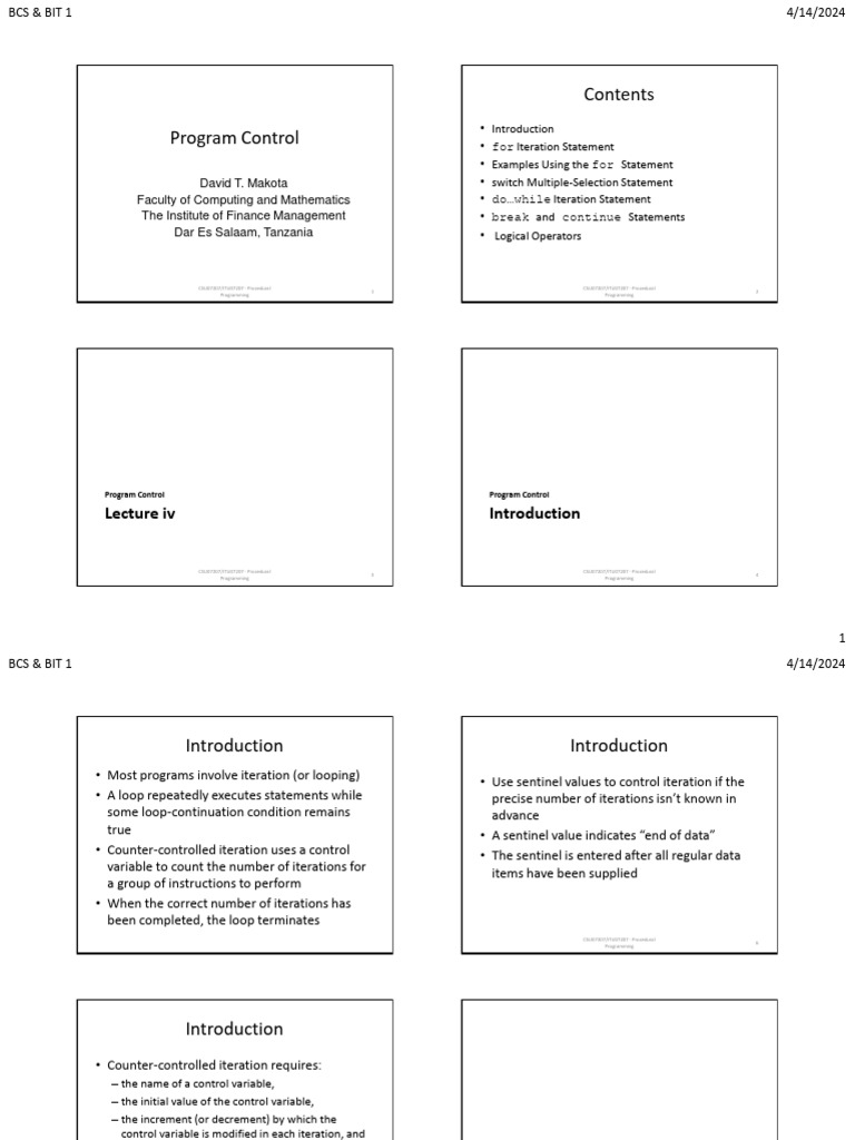 5 Prog Ctrl Handouts | PDF | Control Flow | Integer (Computer Science)