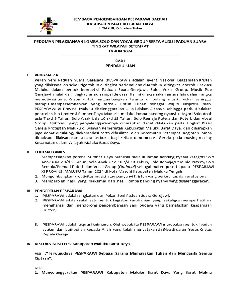 Pedoman Pelaksanaan Lomba Solo Dan VG LPPD MBD | PDF