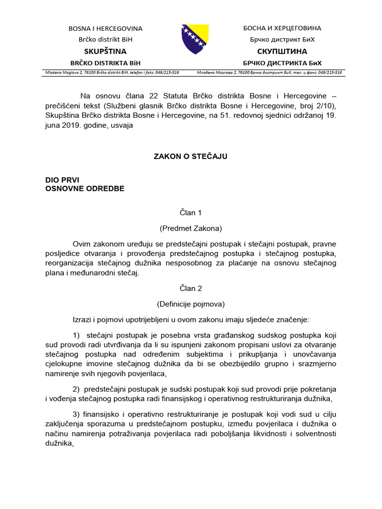 Zakon o Stečaju | PDF