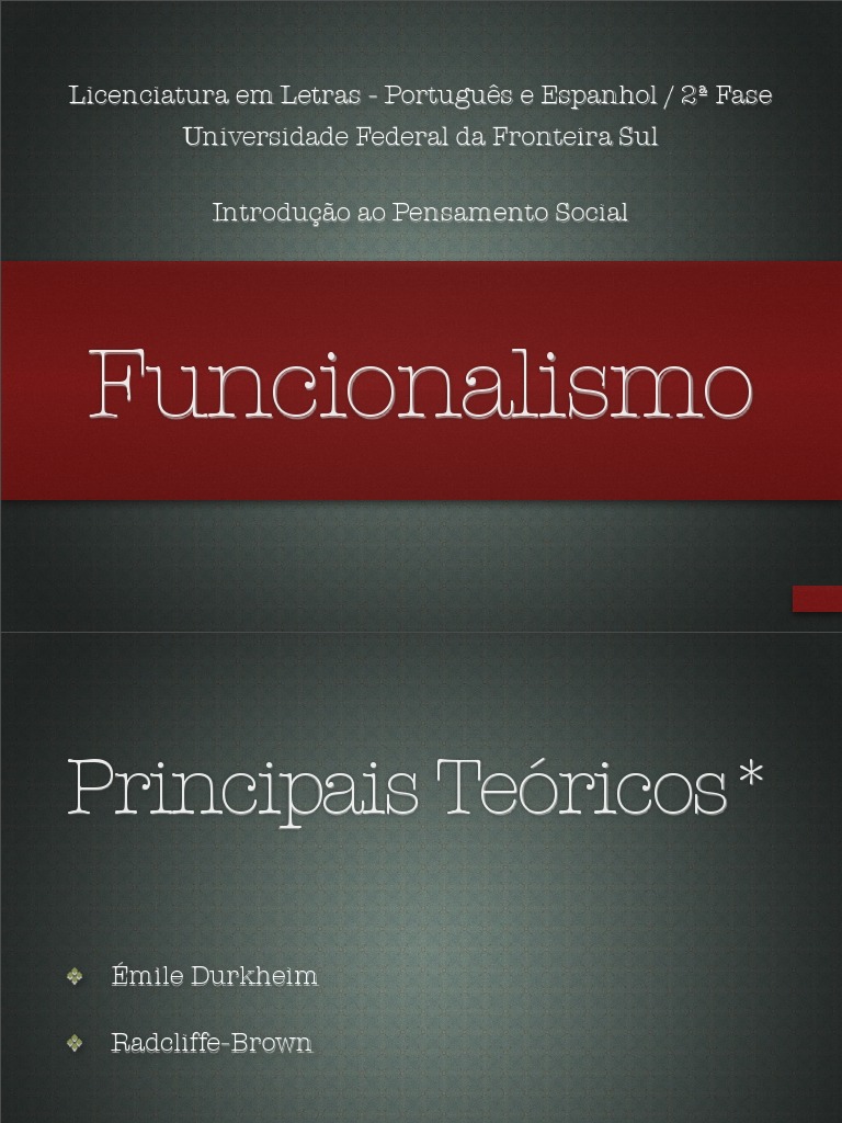Funcionalismo | PDF | Émile Durkheim | Sociologia