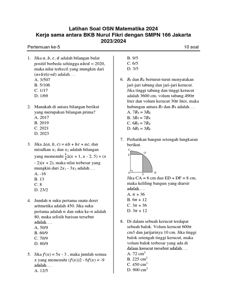 Latihan Soal Olimpiade MTK SMP | PDF