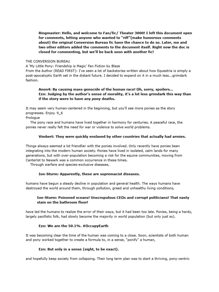 Fan-Fic - Theater 3000 - The Conversion Bureau | PDF | Young Adult