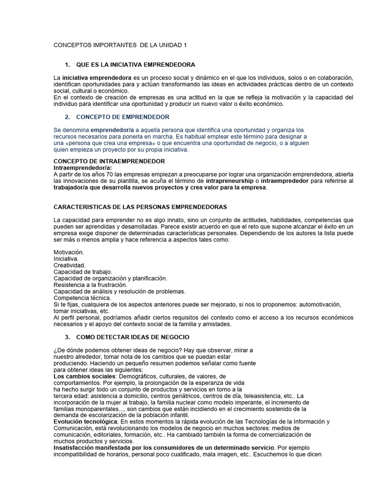 RESUMEN Eie 01 | PDF | Iniciativa empresarial | Economias