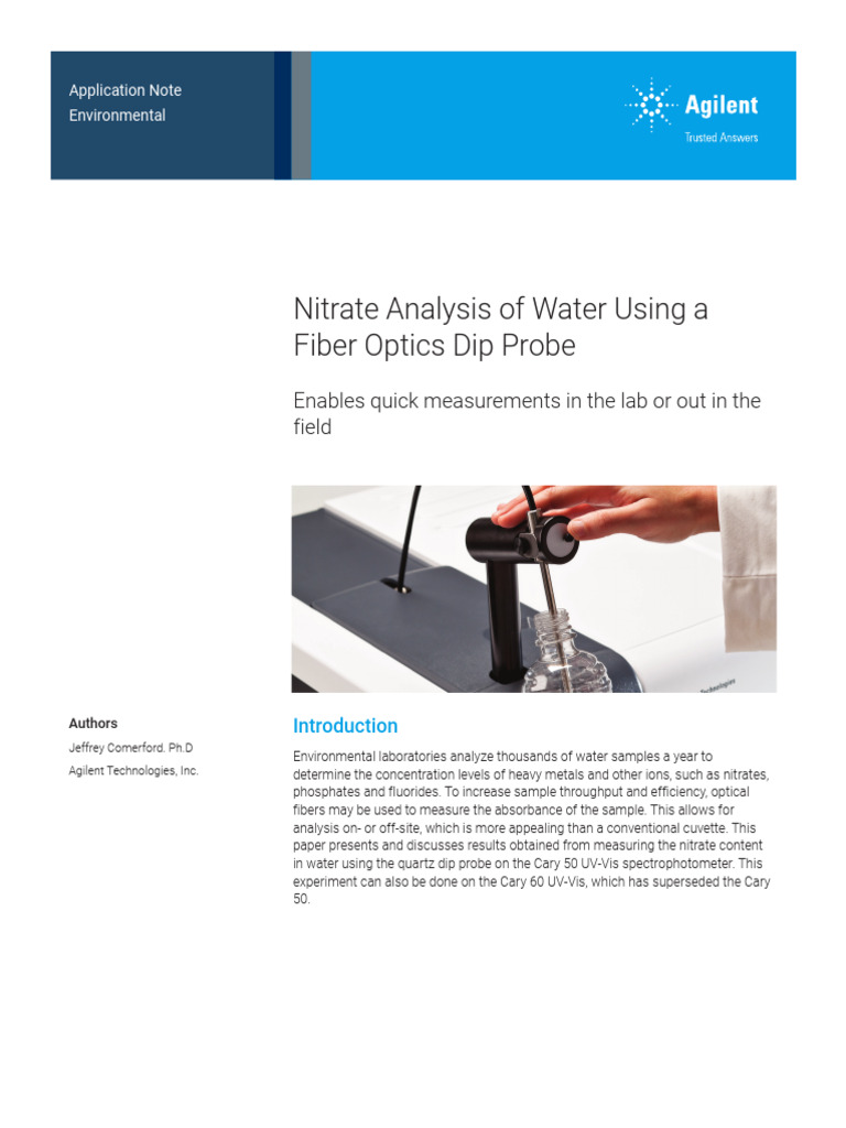 Nitrate Measurement with Dip Probe | PDF | Ultraviolet–Visible ...