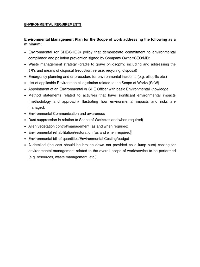Environmental Requirements - New | PDF