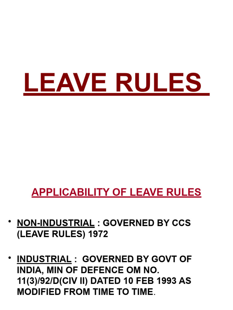 Leave Rules-1 | PDF | Parental Leave | Probation