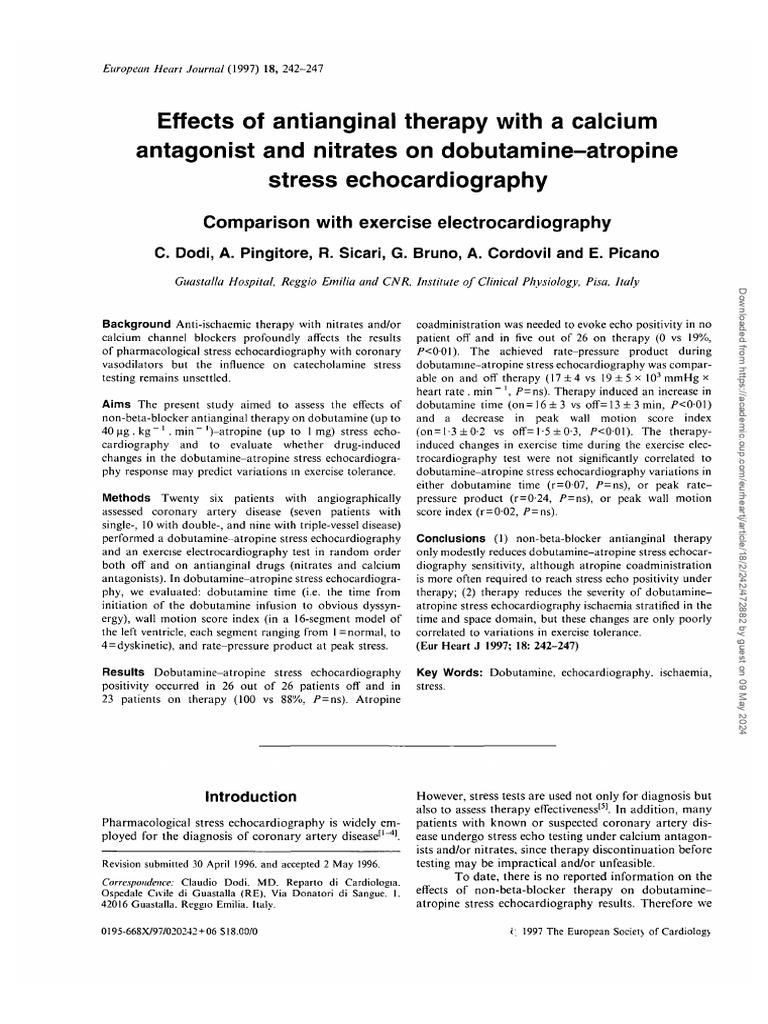 Antiangina 1 | Download Free PDF | Echocardiography | Clinical Medicine