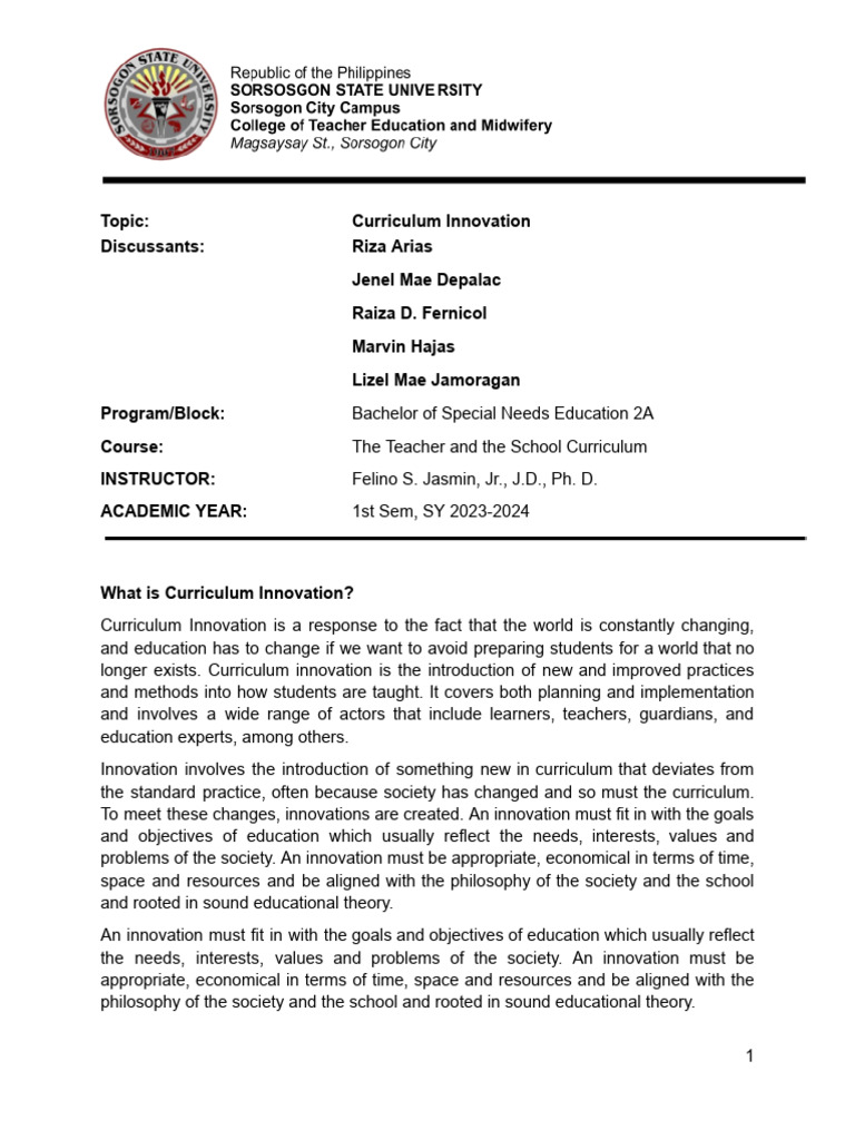 Curriculum Innovation Pdf Curriculum Learning