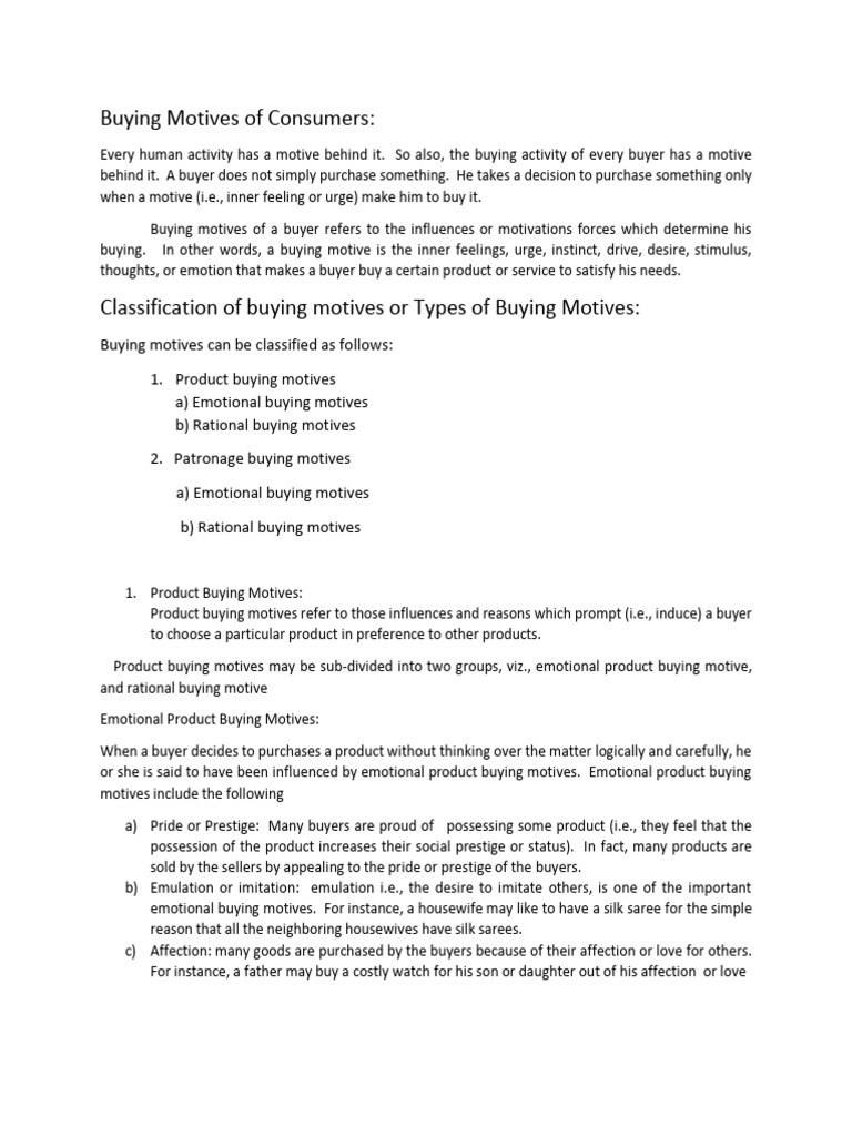 Understanding Buying Motives | PDF | Motivation | Motivational